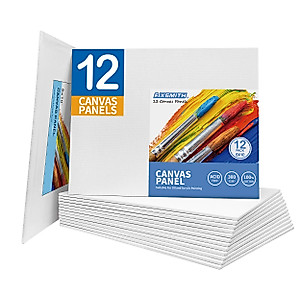 FIXSMITH-Painting-Canvas-Panels,8x10 Inch Canvas Board Super Value 12 Pack Canvases,100% Cotton,Primed Canvas Panel,Acid Free,Artist Canvas Boards for Professionals,Hobby Painters,Students & Kids.