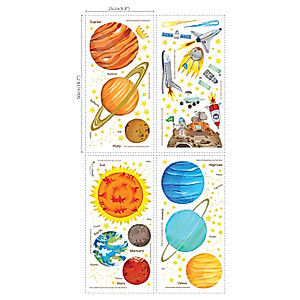 DECOWALL DS9-1501S The Solar System Kids Wall Stickers Wall Decals Peel and Stick Removable Wall Stickers for Kids Nursery Bedroom Living Room (Medium) d?cor