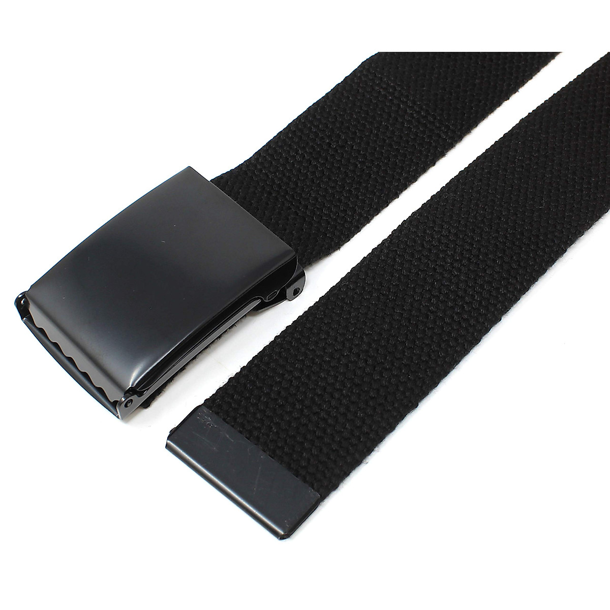 Canvas Web Belt Flip-Top Black Buckle/Tip Solid Color 50" Long 1.5" Wide (Black)
