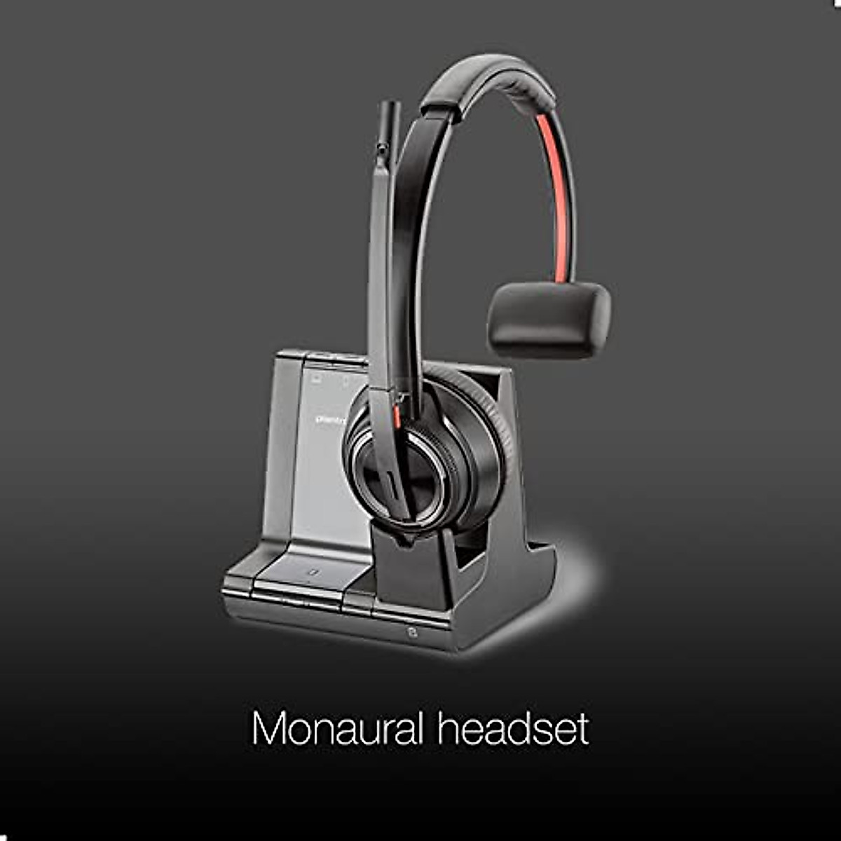 Global Teck Worldwide GTW Poly Savi 8210 Office Bluetooth Wireless DECT Single-Ear Headset - Connects to Deskphone, PC/Mac - Works with Teams, Zoom, RingCentral, 8x8, Vonage, Microfiber Included