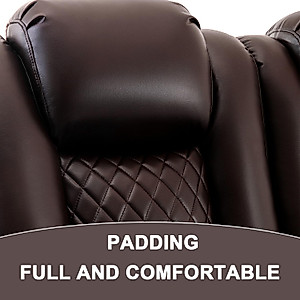 AZXZCS 57" Loveseat Recliner, Recliner Sofa with 3 Cup Holders and 2 Pillows, Wall Hugger Recliners & 135° Reclining Loveseat (Brown PU Leather Furniture)