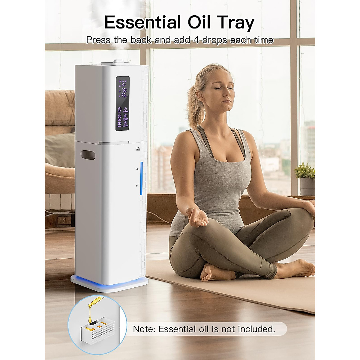 Petsaint Humidifiers for Bedroom, 2.64Gal/10L Ultrasonic Cool Mist Humidifier Large Room, Covers 550ft², Top Fill, 24H Timer, 60H Runtime, 3 Mist Mode Quiet Humidifiers for Home, Office, Plant, White