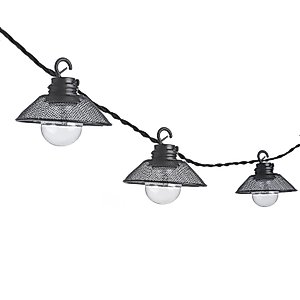 Sterno Home GL29829BK Outdoor 10 LED 10.5-Foot String Light with Black Shade, 120V, 6 Lumens, 2 Watts