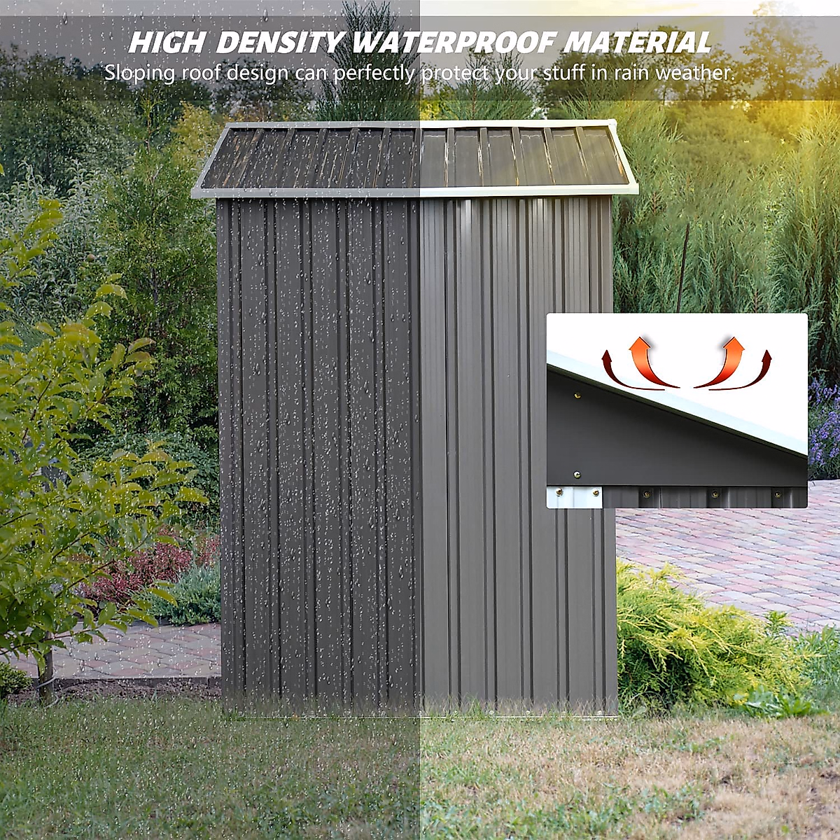 6' x 4' Outdoor Storage Shed, Outdoor Metal Storage Sheds with Sliding Door for Bike, Garden Shed Small Tool Outside Storage Cabinet for Backyard, Patio, Lawn, Spire