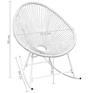 loibinfen Outdoor Rocking Moon Chair, Outdoor Wicker Rocking Chair, Garden Patio Yard Porch Lawn Balcony Backyard Furniture All- Weather Wicker Rocker Chair, White Poly Rattan -123