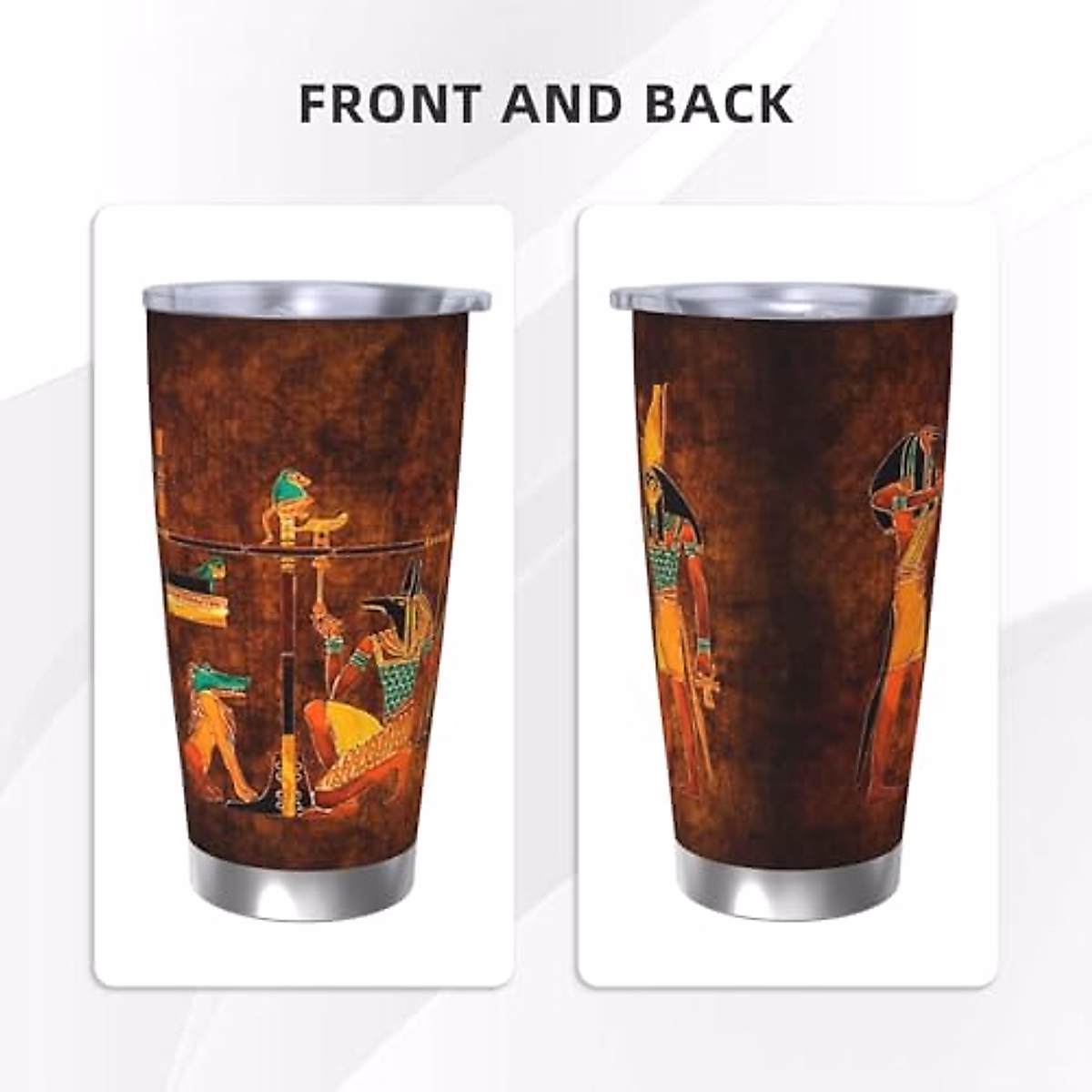 Anubis Egyptian God Hieroglyphs 20 Oz Travel Cup, Double Stainless Steel Cup Insulated Keeps Drinks Cold - Suitable For Outdoor Activities