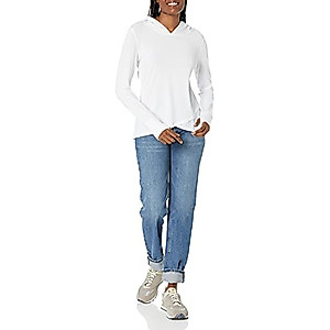 Amazon Essentials Women's Studio Relaxed-Fit Long-Sleeve Cross-Front Hoodie, White, Medium