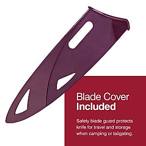 Zyliss Utility Paring Kitchen Knife with Sheath Cover - Stainless Steel Kitchen Knife Perfect for Cutting Meat, Vegetables & Fruit - 5.5-Inch, Purple