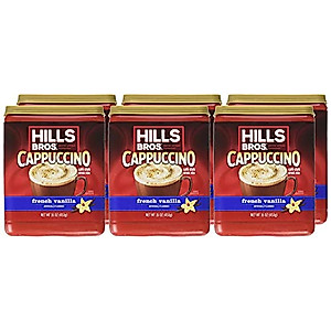 Hills Bros. Instant Cappuccino Mix, French Vanilla - Easy to Use, Enjoy Coffeehouse Flavor from Home – Decadent Cappuccino with a Hint of Sweetness and Vanilla in Light Coffee, 16 Ounce (Pack of 6)