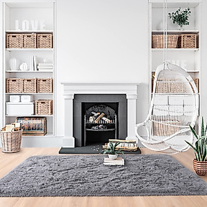 Noahas Fluffy Grey 8x10 Area Rugs for Living Room,Thick Plush Shag Rug,Large Living Room Rugs,Big Fuzzy Carpet,Shaggy Rugs for Bedroom,Soft Comfy Kids Rugs Nursery Rug Living Room Decor