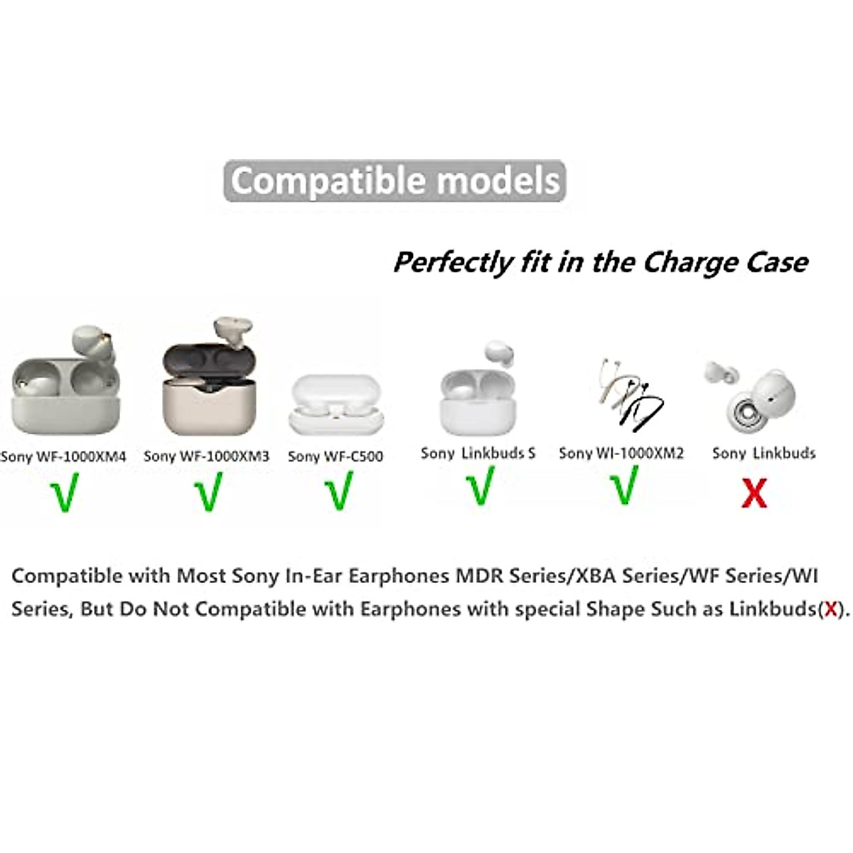 BLLQ Memory Foam Ear Tip Eartips Compatible with Sony Earphones WF 1000XM4 Earbuds, Replacement Foam Tips for 1000XM3 / WF-C500 / LinkBuds S, Fit in Charge Case, Foam LMS 3 Pairs, xm4f3b Black