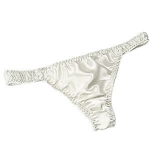 LingDooo Women 3Pairs Pure Silk String Bikini Panties Sexy Wear Soft Thong Healthy Summer Beach Underwear S-XL (XL, A)