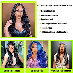 Yogurtgirl 13x4 Lace Front Wigs Human Hair, 20Inch Glueless Human Hair Wigs for Black Women, HD Transparent Body Wave Lace Front Wigs Human Hair Pre Plucked with Baby Hair, 180% Density Glueless Wigs.
