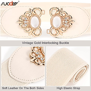 SUOSDEY 3 Pack Women Wide Elastic Stretchy Belt Vintage Cinch Belt Waistband for Dresses