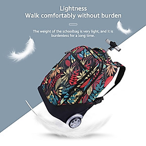 DNSHAN Rolling Backpack for Kids, 18 Inch Girls Wheeled Backpacks for School Travel, Flower