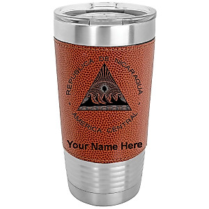 LaserGram 20oz Vacuum Insulated Tumbler Mug, Flag of Nicaragua, Personalized Engraving Included (Faux Leather, Basketball Style)