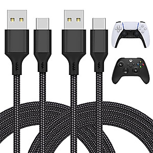 FYOUNG Charging Cable for Playstation 5/for Xbox Series X/S/for Switch OLED/Switch Lite/Switch Controller, Fast Charging USB Type C Nylon Braided Charger Cord for PS5 Controllers -9.8 FT 2 Pack