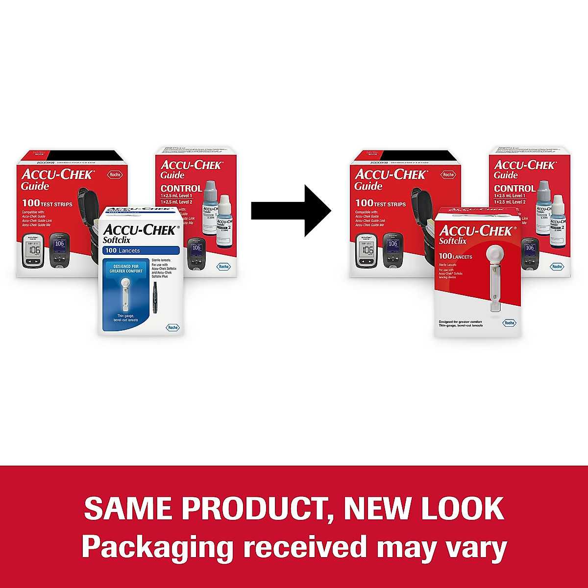Accu-Chek Softclix Diabetes Blood Sugar Test Kit for Diabetic Glucose Monitoring: 100 Softclix Lancets, 100 Guide Test Strips, and Control Solution (Packaging May Vary)