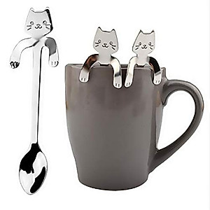 20PCS Stainless Steel Cute Mini Cat Spoon for Tea, Coffee, Dessert, Sugar, Ice Cream, etc (11.5cm/4.5inch)