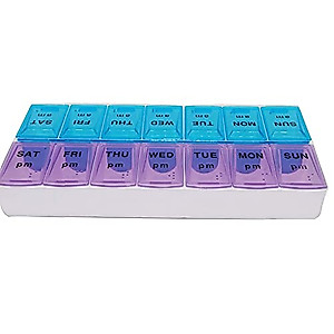 Weekly Pill Case Double Row Combined Daily Pill Box Organizer with Lid 7 Day Pill Organizer Home Supplies Organizers and Storage