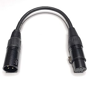 CESS-008 XLR3M to XLR5F DMX512 Adapter Cable - 3 Pin Male XLR to 5 Pin Female XLR DMX Turnaround, 6 Inches - 2 Pack