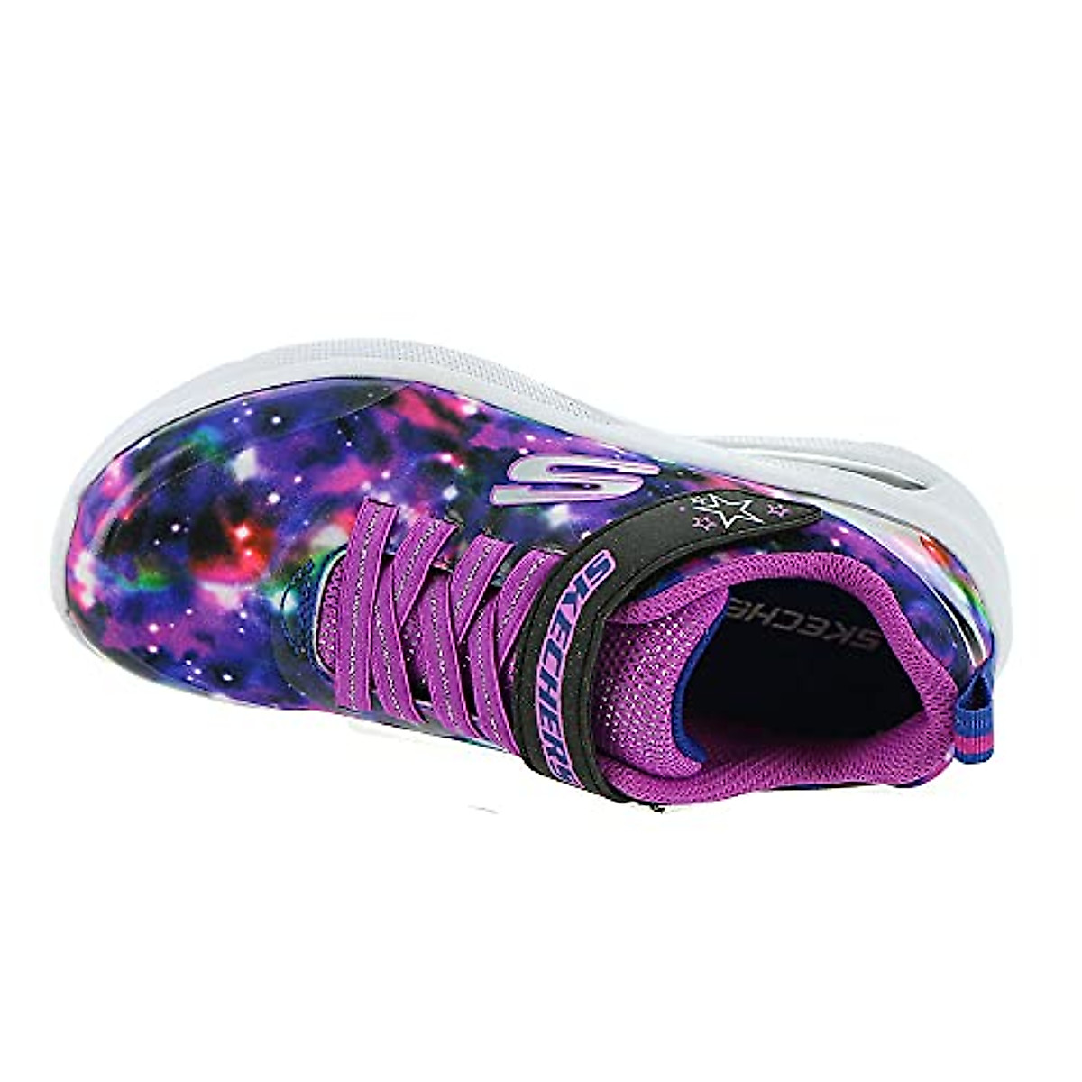 Skechers Kids Girls Microspec Max-Spiral Galaxy Sneaker, Black/Multi, 2 Little Kid