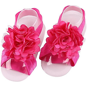 Toptim Baby Girl's Barefoot Sandals Flower for Newborn Toddlers (0-3T) (Mixed 12 Colors)
