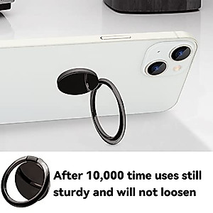 OBHEI Metal Cell Phone Ring Holder Finger Ring Stand, 360 Degree Rotation Ring Kickstand Grip Holder for Magnetic Car Mount, Black