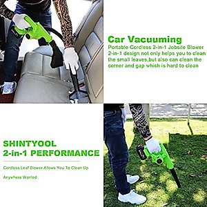 Cordless Leaf Blower, 2-in-1 Portable Leaf Blower 21V Lithium Battery,110V Multifunctional Blower for Blowing Leaf, Clearing Dust & Small Trash,Car, Computer Host, Hard to Clean Corner by SHINTYOOL