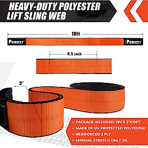 2 Pack 2”x10FT Supper Sturdy Lift Sling Straps, 18800 Pound Capacity Heavy Duty Eye-Eye Nylon Strap for Hoist, 2-Ply Polyester Rigging Straps, Tree Saver Recovery Straps Web Sling Winch