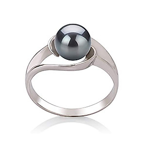 Clare Black 6-7mm AAA Quality Freshwater 925 Sterling Silver Cultured Pearl Ring For Women - Size-8