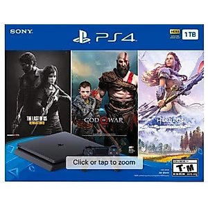 SonyHoliday Bundle - Playstation 4 1TB Slim- Jet Black (Renewed)