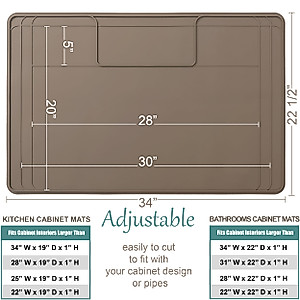The Original Under Sink Mat - Silicone Waterproof mat, Adjustable, Easy to Clean, Kitchen cabinet liner, Disifenction Surface - 34" x 22" or smaller