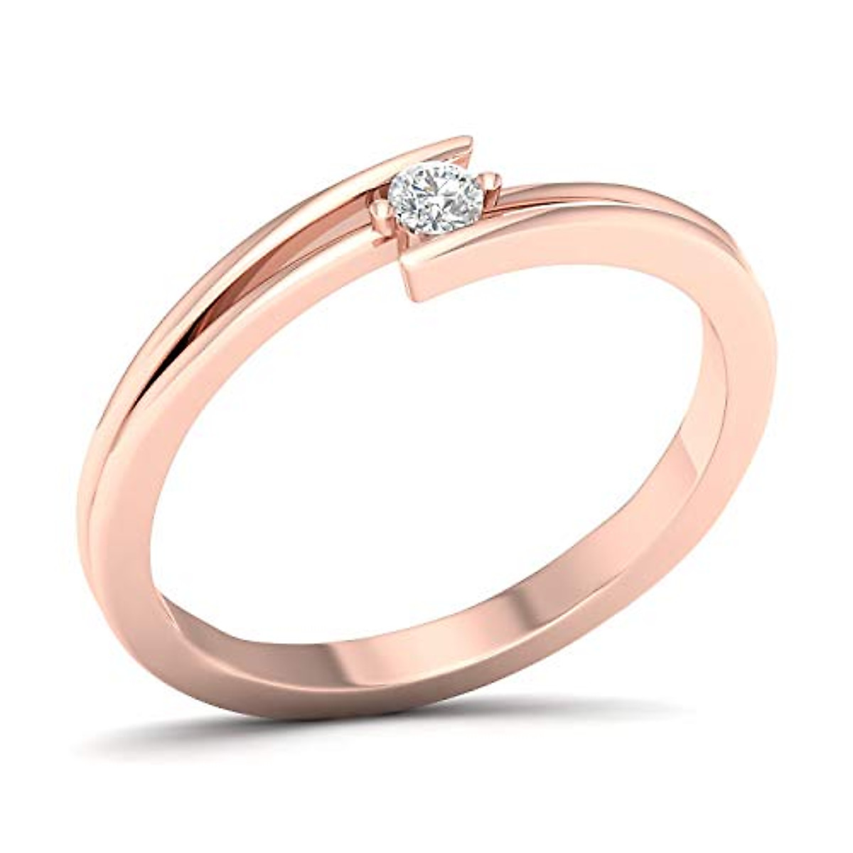 Diamond2Deal 10K Rose Gold Diamond Promiss Ring Size 8 (0.08ct, Clarity SI2, Color H-I)