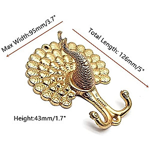 Dahszhi Dual Prong Hooks 3D Design Retro Peacock Shape Decorative Curtain Hooks in Red Copper Tone - Pack of 2pcs