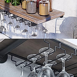 GWH Industrial Wine Rack Wall Mounted - (1 Tier - 24in), Easy to Install, Hanging Wine Rack, 100% Pine Solid Wood, Durable Steel