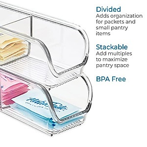 iDesign Plastic Packet Organizer Kitchen Storage Containers for Sugar, Salt, Pepper, Sweeteners, Tea Bags, Spices, The Linus Collection, 1 Count (Pack of 1), Clear