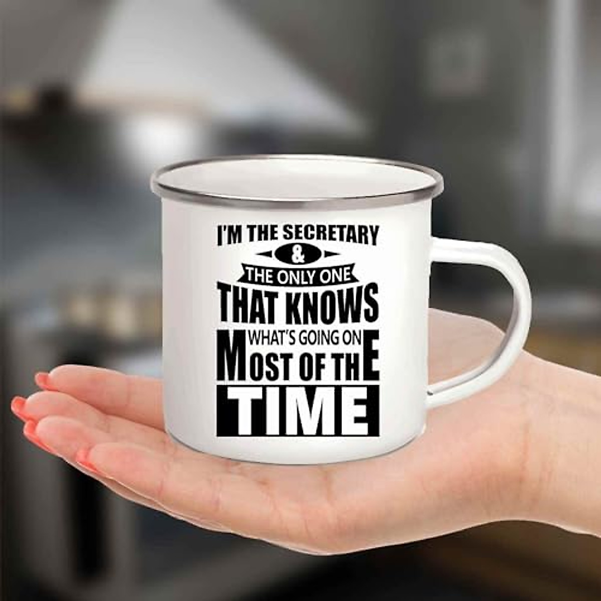 Funny Gift Funny Gift For Secretaries Who Know What's Going On - Unique Gift For Grandmothers On Birthday - 12oz Enamel Silver Mug