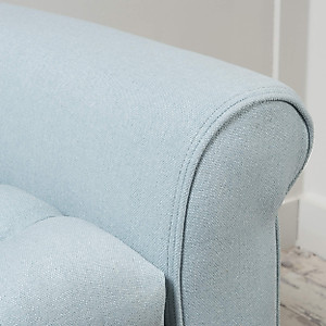 Christopher Knight Home Keiko Fabric Armed Storage Bench, 19.75"D x 50"W x 20.5"H, Light Sky