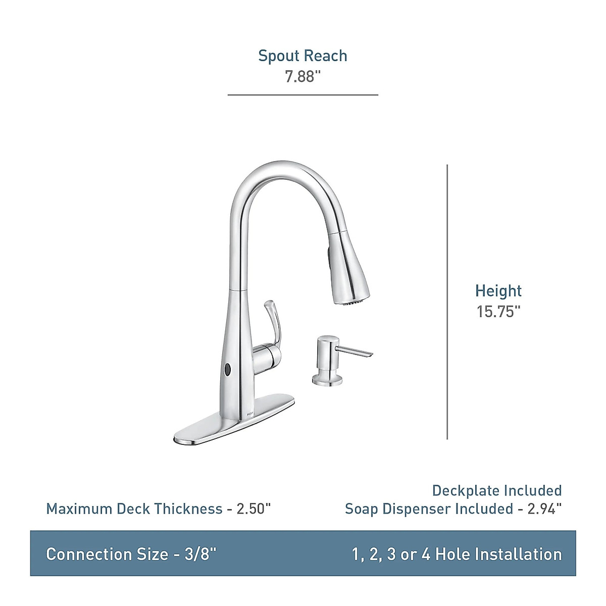 Moen Essie Matte Black One-Handle High Arc Kitchen Faucet, 87014EWBL