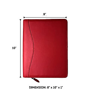 Planner Pad Spiral Bound Personal Size Cover, Fits 6 3/4 x 8 1/2 size paper pages, Red Flex Leather