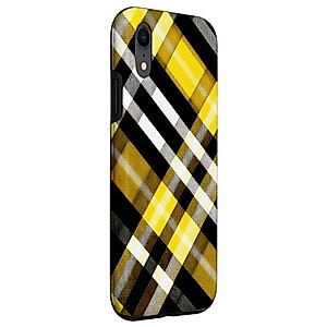 iPhone XR Yellow Black Tartan Plaid Pattern 80s Design Case