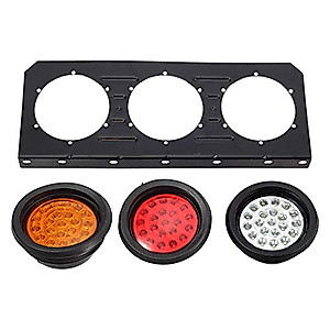 Partsam 63 LED Truck Trailer Tail Lights Bar Kit, Stop Turn Signal Brake Reverse Taillight with Iron Bracket Base Waterproof 12V-30V 4 Inch Round Led Trailer Tail Lights RV Camper Flatbed Trucks(2pcs)