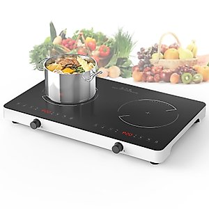 VBGK Double Induction Cooktop,4000W 110V Induction stove top Knob Control, Portable Iduction Cooktop with 9 Power Levels, Child Safety Lock & Timer 2 burner Induction cooktop