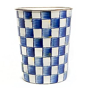 MACKENZIE-CHILDS Waste Bin, Bedroom and Bathroom Trash Can, Wastebasket, Royal Check