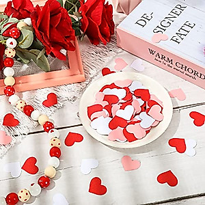 Whaline 300Pcs Valentine's Day Confetti Red White Pink Heart Paper Confetti Heart Shaped Table Confetti Decorations for Valentine's Day Wedding Graduations Birthday Party Table Decorations