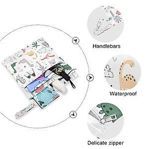 GOODOLD 2pcs Travel Wet and Dry Bag, Fashion Waterproof Wet Bags for Diapers, Swimwear, ect. Beach/Travel, Carton Dinosaur