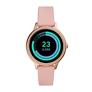 Fossil 42mm Gen 5E Stainless Steel and Silicone Touchscreen Smart Watch, Color: Rose Gold, Pink (Model: FTW6066)