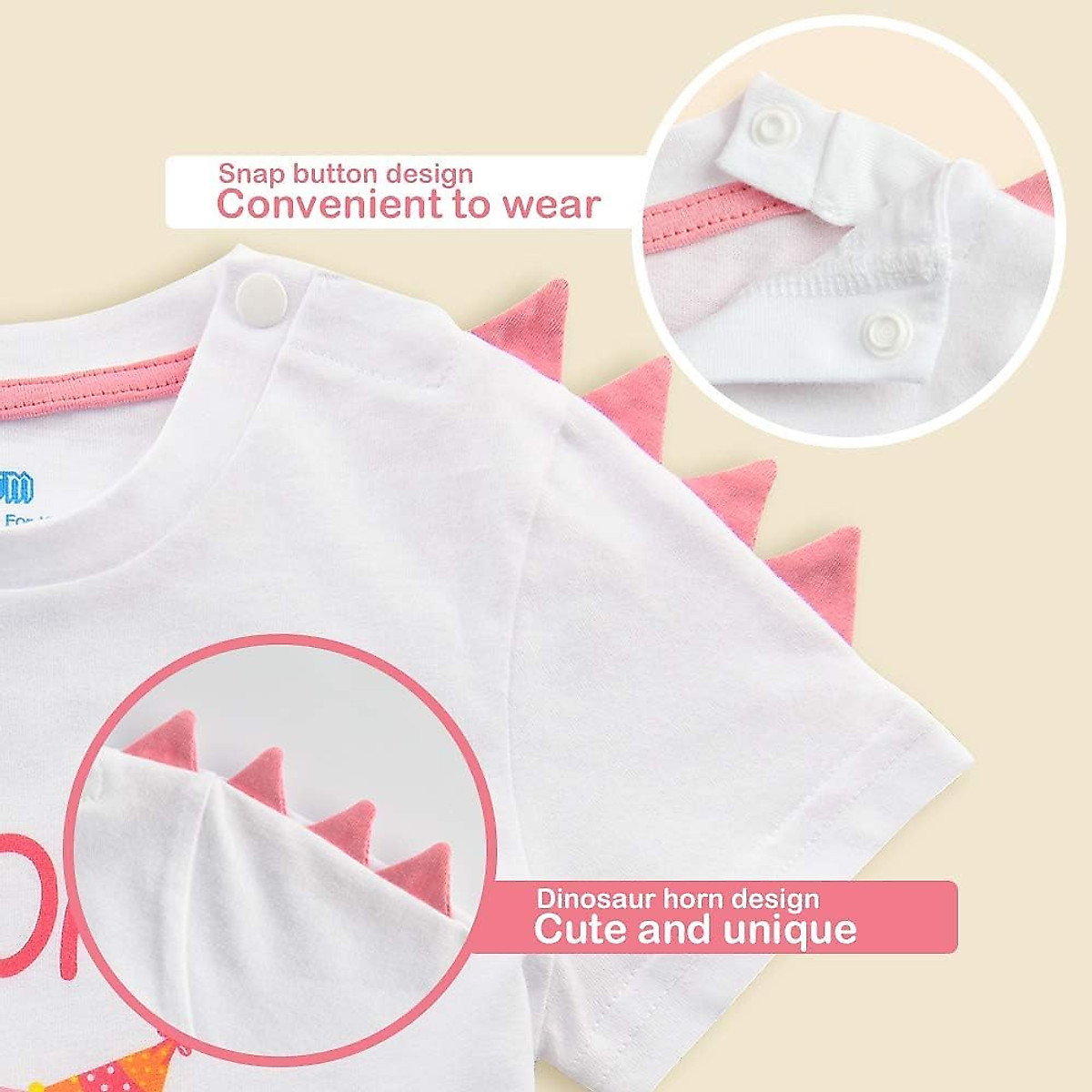 1st Birthday Girl T-Shirt Dinosaur Party B-Day Themed Tee Gift for Baby Dino First Birthday T Shirt Cotton Short Sleeve T-Rex Printed Embroidery Graphic Top Clothes (White, 1T)