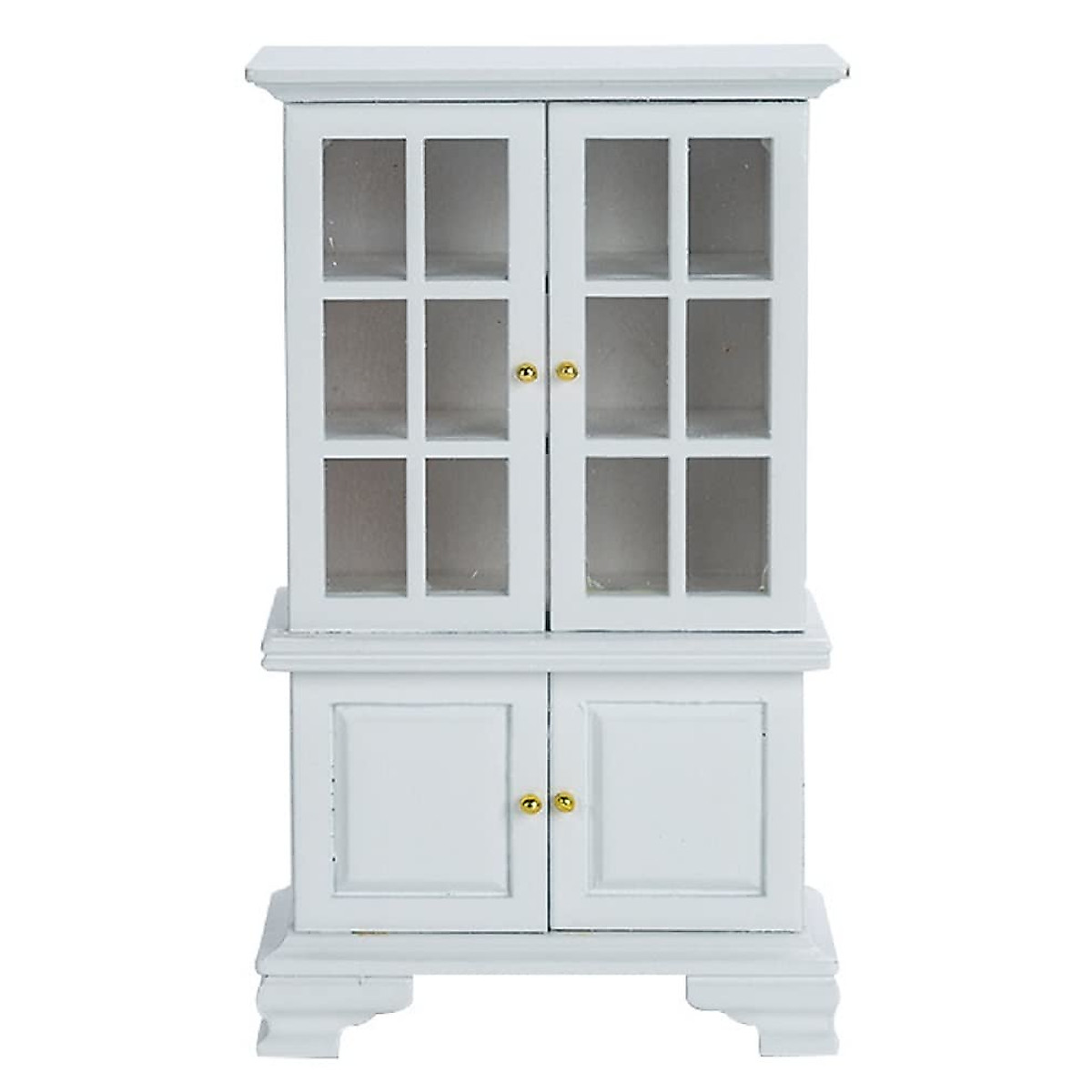 Dollhouse Furniture Cabinet 1:12 Scale Miniature Kitchen Accessories Wooden Cupboard Bookcase Display Shelf for Living Room Decoration (White)